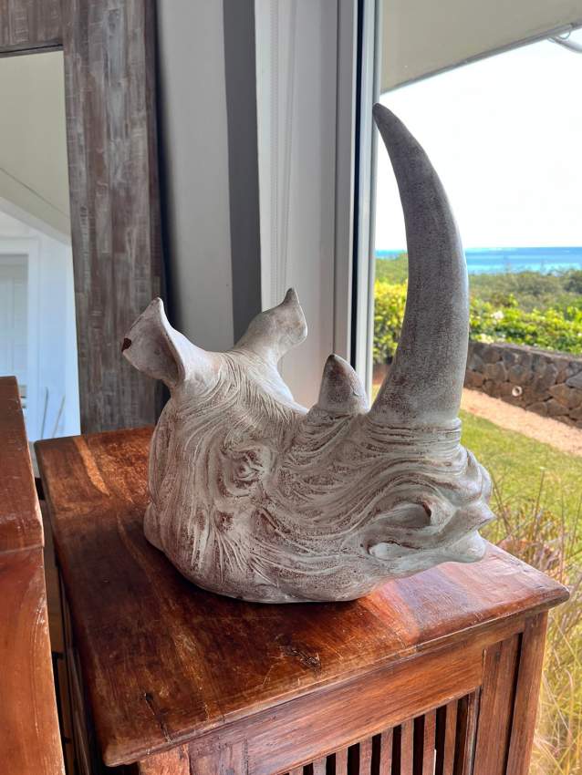 Clay Sculpted Rhino Head | Aster Vender Interior Decor